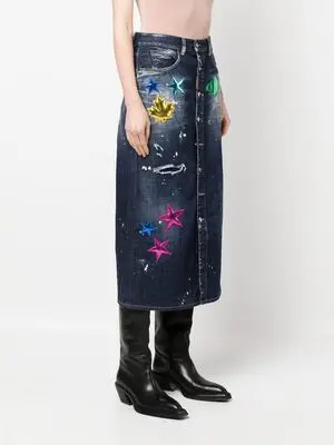 Dsquared2 Distressed Denim Skirt