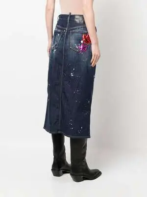 Dsquared2 Distressed Denim Skirt