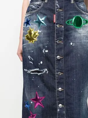 Dsquared2 Distressed Denim Skirt