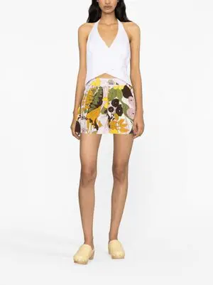 La DoubleJ Big Flowers-print Cotton Shorts