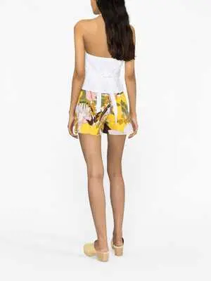 La DoubleJ Big Flowers-print Cotton Shorts