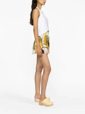 La DoubleJ Big Flowers-print Cotton Shorts