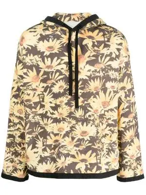 JIL SANDER Floral Print Drawstring Hoodie
