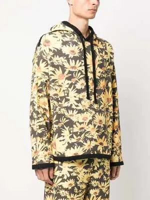 JIL SANDER Floral Print Drawstring Hoodie