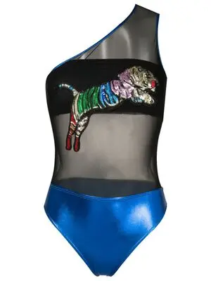 BRIGITTE Sequin-embellished One-shoulder Swimsuit