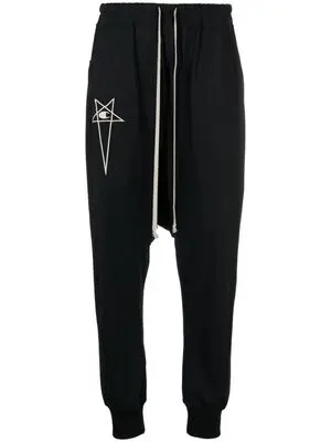Rick Owens Logo-embroidered Drop-crotch Track Pants