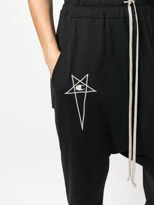 Rick Owens Logo-embroidered Drop-crotch Track Pants