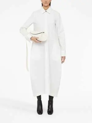 JIL SANDER Long-sleeve Cotton Long Dress - White