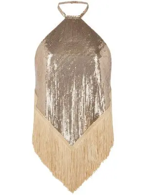 Rabanne Chainmail Fringed-hem Top - Gold