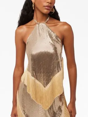 Rabanne Chainmail Fringed-hem Top - Gold