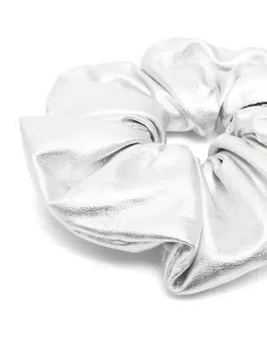 MANOKHI Metallic-finish Leather Scrunchie - Silver