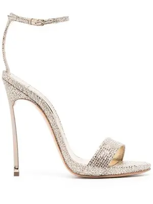 Casadei Blade 120mm Metallic Sandals - Neutrals