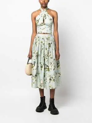 Erdem Floral-print Pleated Midi Skirt