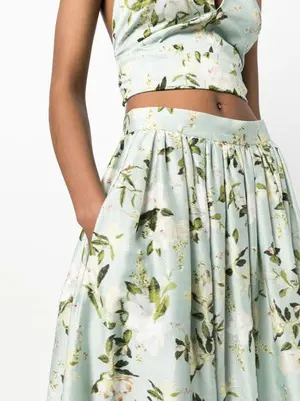 Erdem Floral-print Pleated Midi Skirt