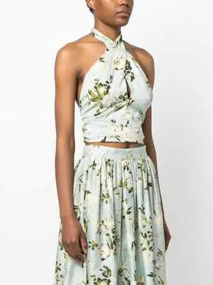 Erdem Floral-print Halterneck Top