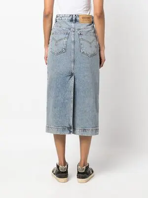 Moschino Washed Denim Midi Skirt - Black