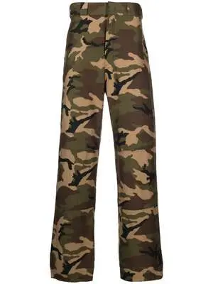 Palm Angels Camouflage-print Wide-leg Trousers - Green