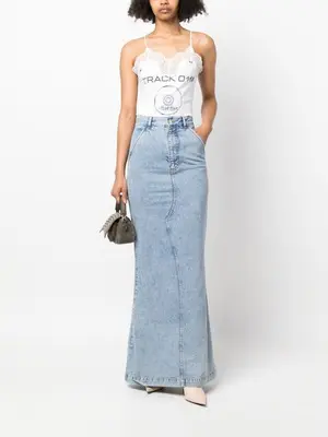 Moschino Long Washed-denim Skirt