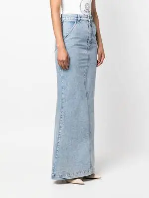 Moschino Long Washed-denim Skirt