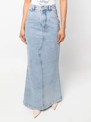 Moschino Long Washed-denim Skirt