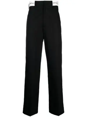 Palm Angels Logo-waistband Chino Trousers - Black