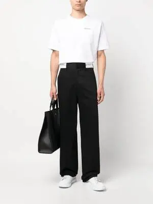 Palm Angels Logo-waistband Chino Trousers - Black