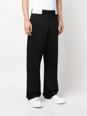 Palm Angels Logo-waistband Chino Trousers - Black