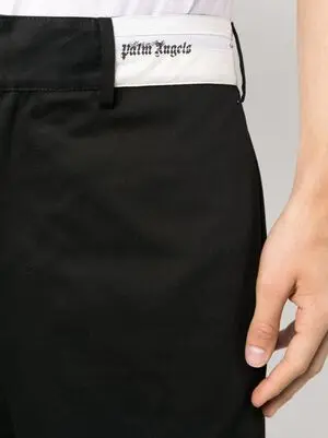 Palm Angels Logo-waistband Chino Trousers - Black