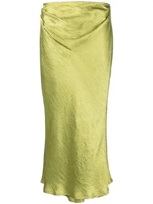 Acne Studios Wraparound Crinkled Satin Midi Skirt - Green