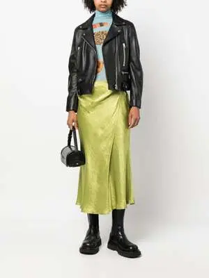 Acne Studios Wraparound Crinkled Satin Midi Skirt