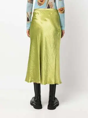 Acne Studios Wraparound Crinkled Satin Midi Skirt