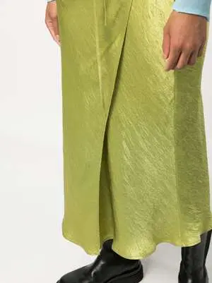 Acne Studios Wraparound Crinkled Satin Midi Skirt