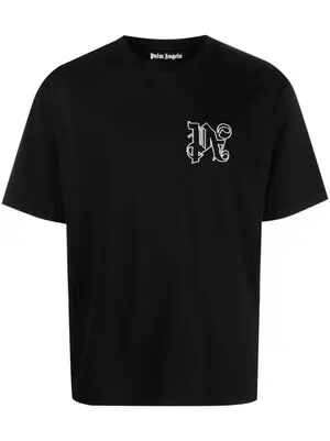 Palm Angels Pa Logo-embroidered T-shirt - Black