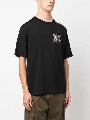 Palm Angels Pa Logo-embroidered T-shirt - Black