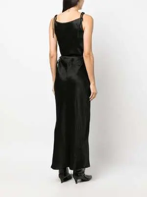 Acne Studios Sleeveless Satin Maxi Dress - Black