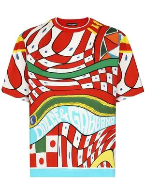 Dolce & Gabbana Graphic-print Cotton T-shirt - Red