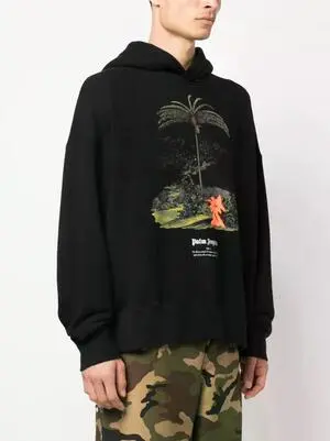 Palm Angels Graphic Print Hoodie - Black