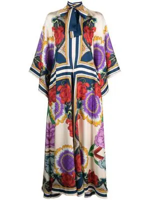 La DoubleJ Magnifico Floral-print Maxi Dress - Neutrals