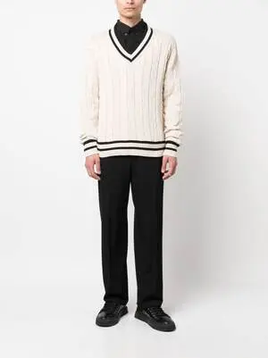 Aspesi Stripe-detail Cable-knit Jumper
