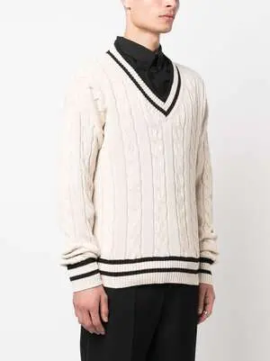 Aspesi Stripe-detail Cable-knit Jumper