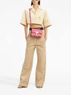 Palm Angels Striped Cropped Cotton Shirt