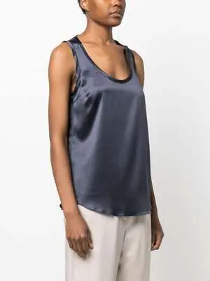 Brunello Cucinelli Sleeveless Silk-blend Tank Top - Blue