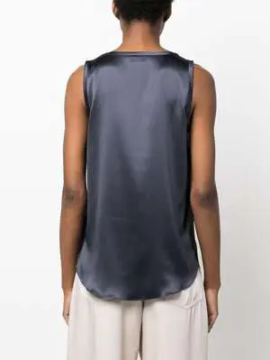 Brunello Cucinelli Sleeveless Silk-blend Tank Top - Blue