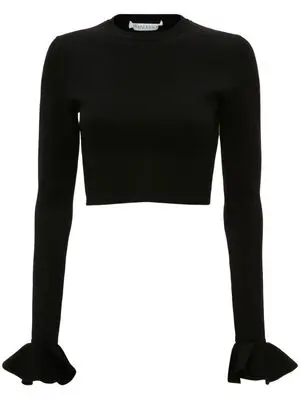 JW Anderson Ruffled-cuffs Cropped Knit Top