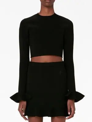 JW Anderson Ruffled-cuffs Cropped Knit Top