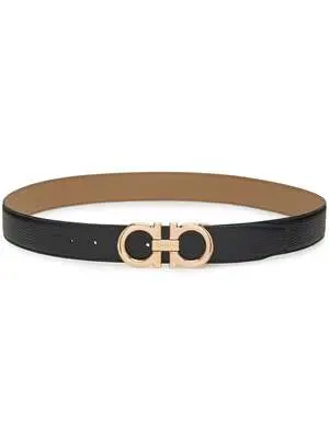 FERRAGAMO Gancini Leather Belt - Neutrals