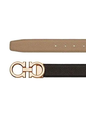 FERRAGAMO Gancini Leather Belt - Neutrals