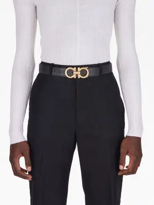 FERRAGAMO Gancini Leather Belt - Neutrals