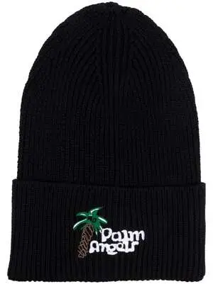 Palm Angels Embroidered Logo Beanie - Black