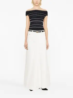 Alexander McQueen Open-knit Off-shoulder Top - Black